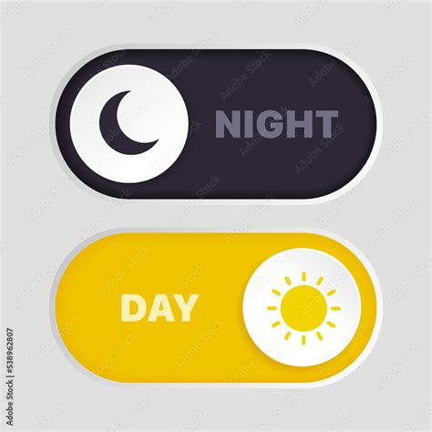 On And Off Toggle Switch Buttons Light And Dark Mode Buttons Day And Night Mode Switch Buttons