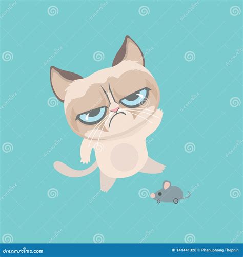 Cute Grumpy Cat Stock Vector Illustration Of Kitty 141441328