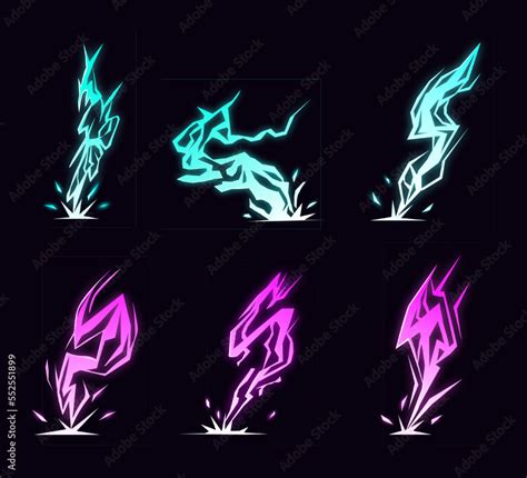 Lightning Animation Set With Sparks Cartoon Lightning Effect