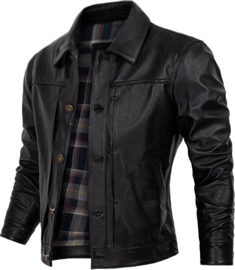 Cjqjpnz Business Casual Leather Jacket With Lapel Shopstyle