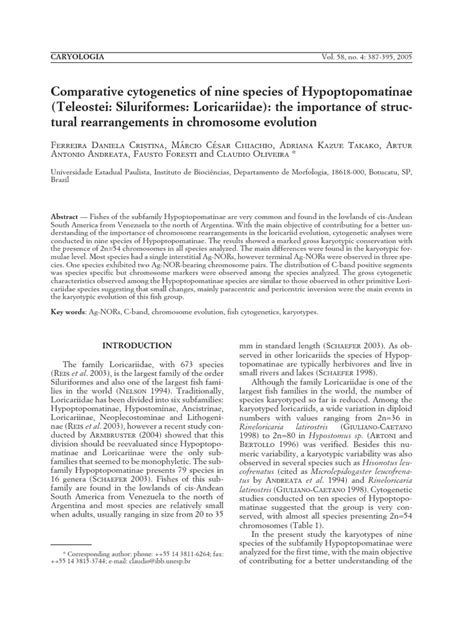 Comparative Cytogenetics Of Nine Species Pdf Karyotype Cytogenetics