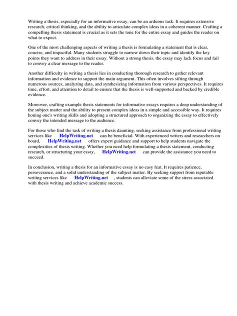 Example Thesis Statements For Informative Essays Pdf Essays Thesis