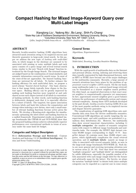 Pdf Compact Hashing For Mixed Image Keyword Query Over Multi Label Images