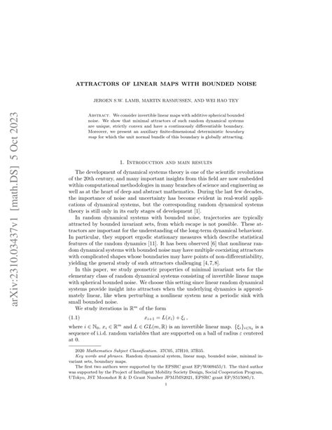 Pdf Attractors Of Linear Maps With Bounded Noise