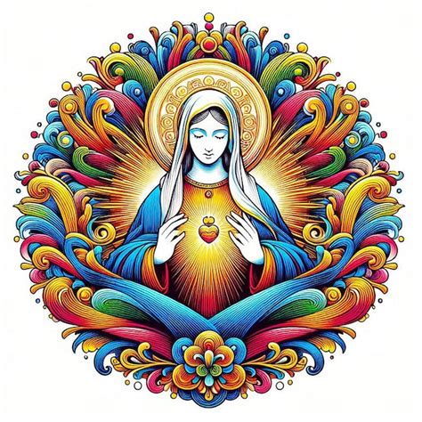 A Colorful Jishu Logo White Background With The Mother Of Maria Premium Ai Generated Image