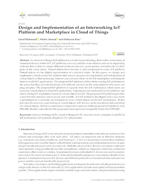 Fillable Online Design And Implementation Of An Interworking Iot Platform And Marketplace In