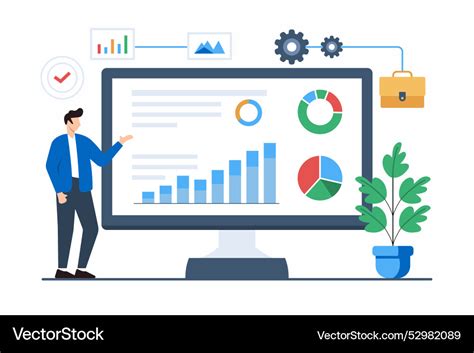 Flat Of Analyst Reviewing Performance Metrics Vector Image