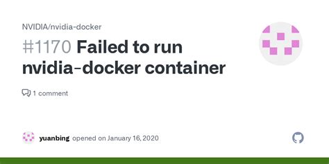 Failed To Run Nvidia Docker Container Issue 1170 NVIDIA Nvidia