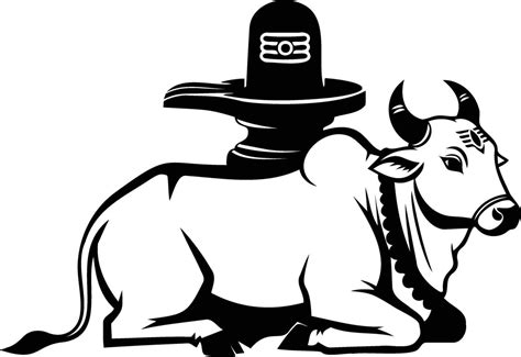 Nandi And Shiva Lingam A Monochrome Artwork Portrays Nandi The Sacred