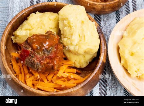 Plate Of Ugali Nshima Most Popular Dish In Zambian Selective Focus