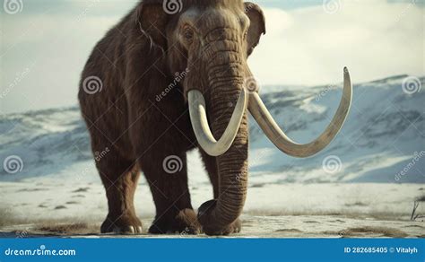 Mammuthus Primigenius Ice Age Gigantic Mammoth With Thick Fur Stock Illustration Illustration