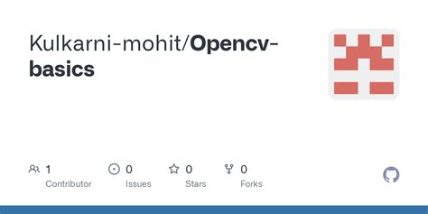 GitHub Kulkarni Mohit Opencv Basics