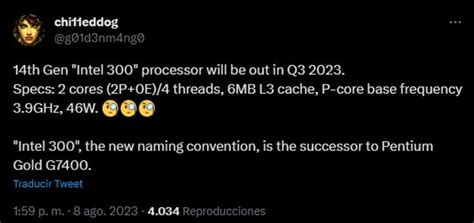 Intel 300 La Nueva Cpu Más Barata Para Pc Tendrá 2 P Core