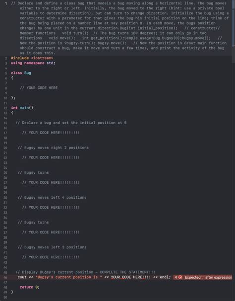 Solved 1 Declare And Define A Class Bug That Models A Bug