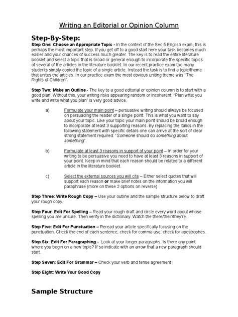 Writing An Editorial Or Opinion Column 1 Writing Languages