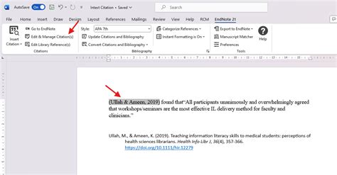 inserting in text citation fhs pk endnote 21 a step by step guide