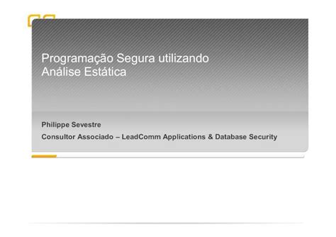 Pdf Programação Segura Utilizando Análise Estática Dokumentips