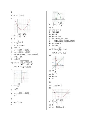 Quadratic Function Revision Flashcards Teaching Resources