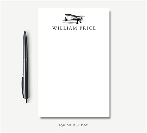 Personalized Aviation Stationery Notepad Simple Biplane Custom Notepad