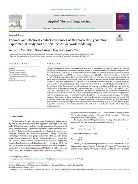 Pdf Thermal And Electrical Contact Resistances Of Thermoelectric