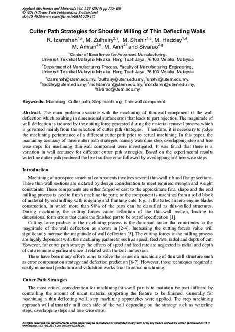 Pdf Cutter Path Strategies For Shoulder Milling Of Thin Deflecting Walls