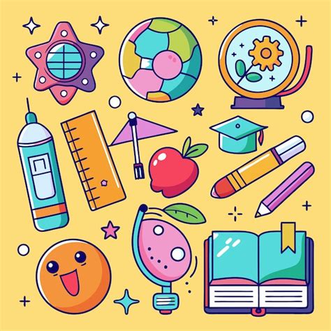 A Colorful And Cartoonstyle Illustration Featuring Various Educational