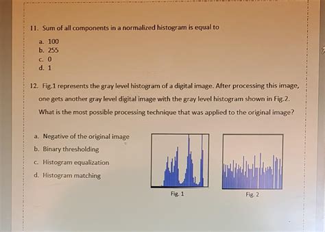Solved 11 Sum Of All Components In A Normalized Histogram