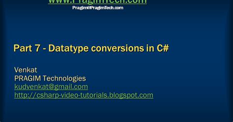 Sql Server Net And C Video Tutorial Part 7 Datatype Conversions In C
