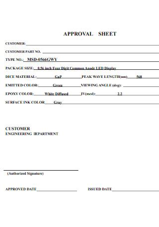 36 SAMPLE Approval Sheet Templates In PDF MS Word