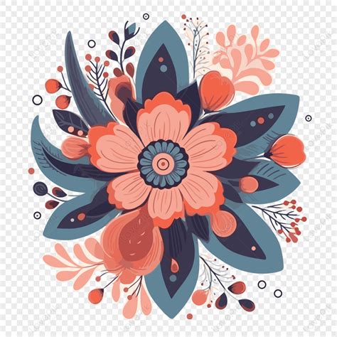 보헤미안 꽃 벡터상표클립 아트만화 Png 일러스트 무료 다운로드 Lovepik