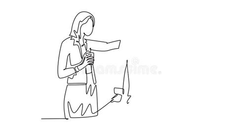 Animated Self Drawing Of Continuous Line Draw Young Successful Male And Female Employees Engage