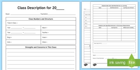 Class Description Record