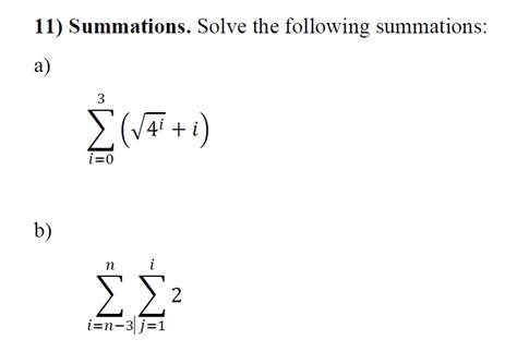 Solved Summations Solve The Following