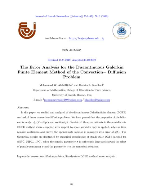 Pdf The Error Analysis For The Discontinuous Galerkin Finite Element