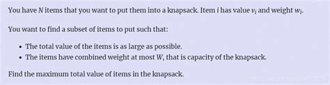 0 1 Knapsack Problem背包问题 Csdn博客