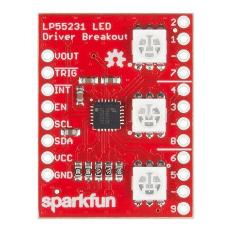 breakout del driver led sparkfun lp55231 opencircuit