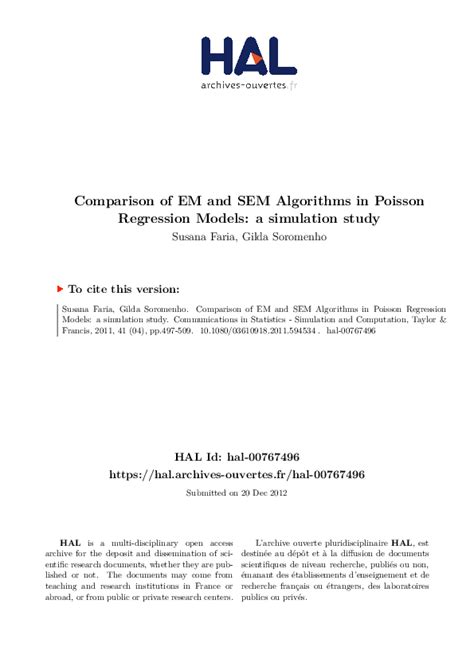 Pdf Comparison Of Em And Sem Algorithms In Poisson Regression Models