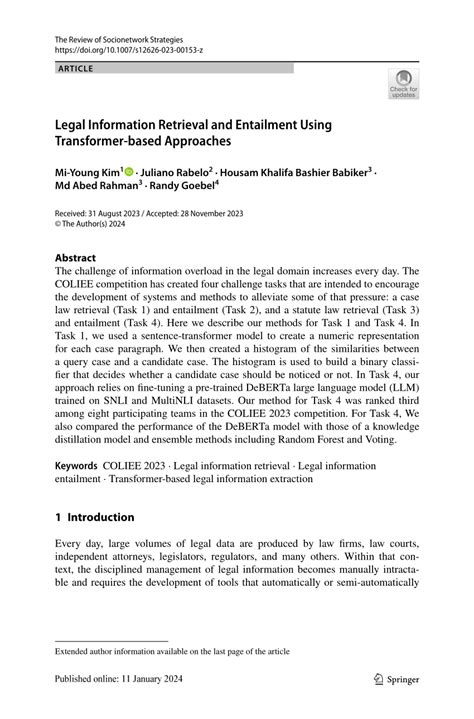 Pdf Legal Information Retrieval And Entailment Using Transformer Based Approaches