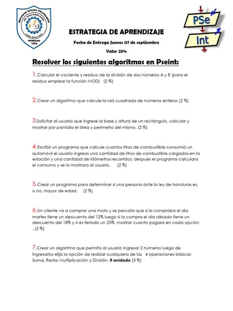 Guia Algoritmos Pseint Iii Parcial Pdf Algoritmos