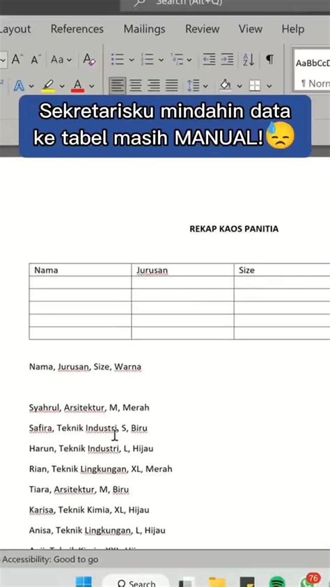 Tutorial Merapihkan Data Ke Tabel Microsoft Word Artofit