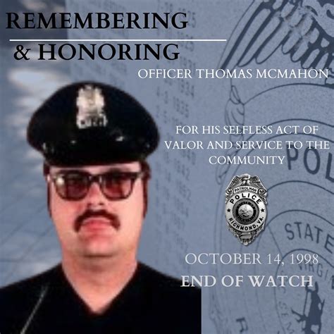 Richmond In Remembrance Of Officer Thomas Francis “mongo” Mcmahon Rpd Lost A Devoted Servant