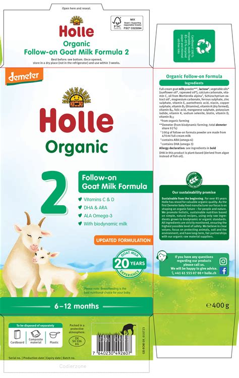 Holle Organic Infant Goat Milk Follow On Formula 2 400g Best Before