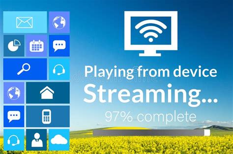Various Computer Icons With Progress Bar On Device Screen Stock Illustration Illustration Of