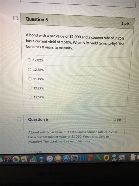 Solved D Question 5 1 Pts A Bond With A Par Value Of 1000
