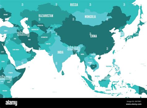 Asia Map Political Multicolor Laminated Paper Asia Political Map