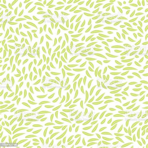 간단한 밝은 녹색 잎 벡터 원활한 패턴 봄 반복 배경 섬유 페인트 패브릭 스와이트 포장지 연속 의류 인쇄 카드 표지 페이지 배너용 디자인 요소 0명에 대한 스톡 벡터 아트