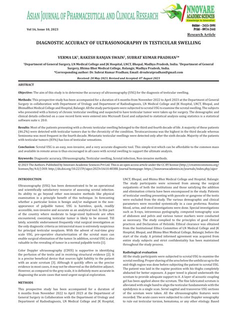 Pdf Diagnostic Accuracy Of Ultrasonography In Testicular Swelling