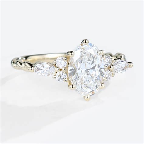 Yellow Gold Oval 15ct Lab Grown Diamond Twisted Engagement Ring