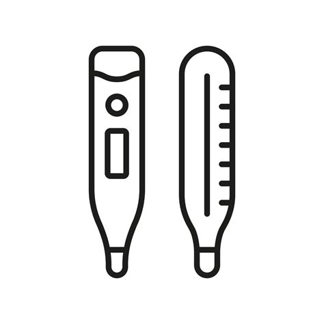 Thermometer Line Icon Medical Tool For Temperature Control Pictogram