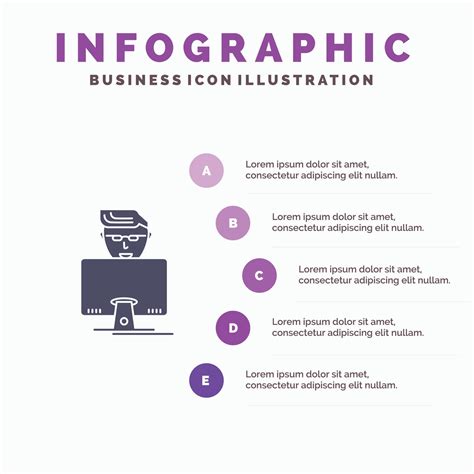 Hacker User Gamer Programmer Solid Icon Infographics 5 Steps Presentation Background 17994823